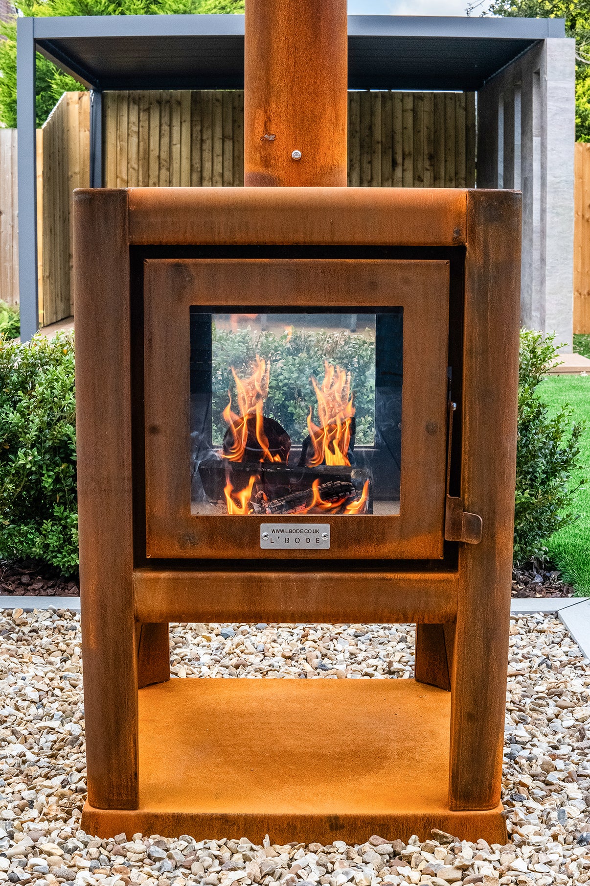 L'Bode Cube Corten Edition Wood Burner | Luxury Outdoor Fireplaces – L ...